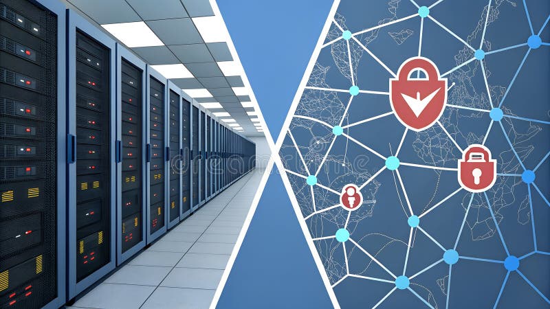 Data Center Security with Server Racks and Global Network Protec Stock ...