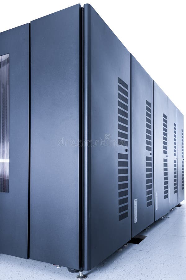 Row of Data Center with Server Cabinets, Isolated Stock Photo - Image ...