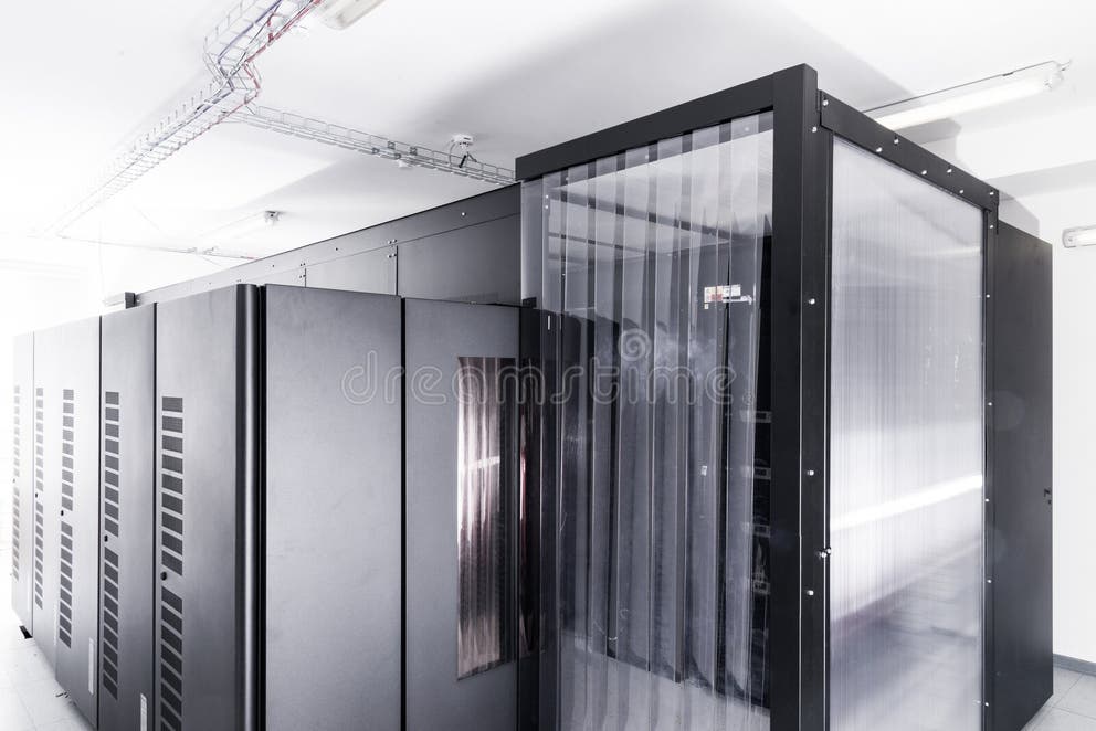 Data Center with Server Cabinets Stock Photo - Image of inside ...