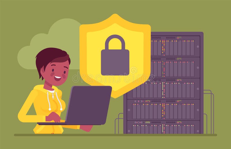 Data Center Server, Cloud Security, System Administrator Working with Database Stock Vector ...