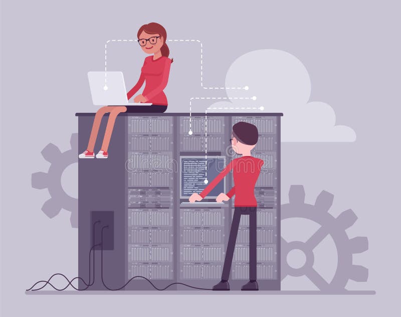 Data Center Server Cloud Support Crew, System Administrators Working ...