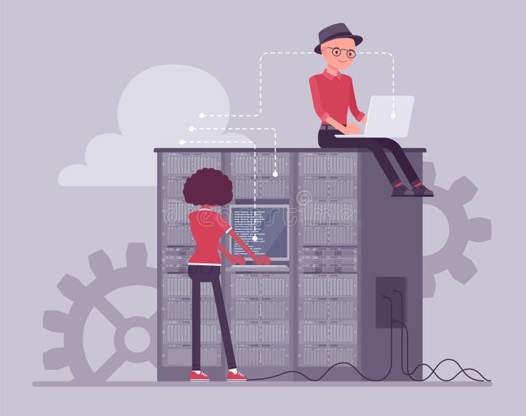 Data Center Server Cloud Support Crew, System Administrators Working ...