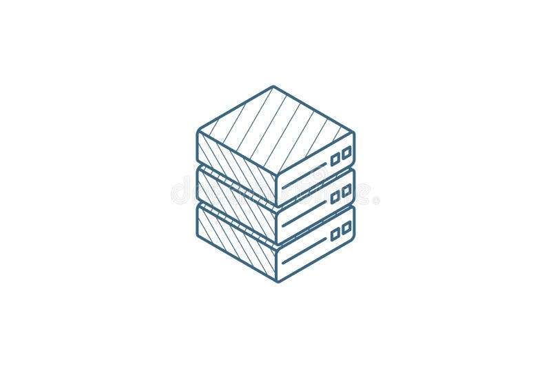 Data Center, Server Isometric Icon. 3d Line Art Technical Drawing ...