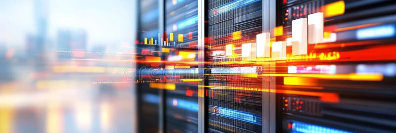 Data Center Server Network Technology Abstract Image of a Data Center ...