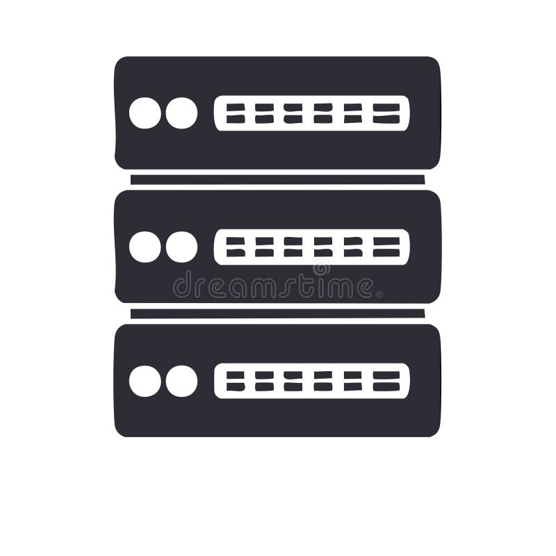 Data Center Server Rack Icon with Stacked Network Hardware for Cloud Computing Stock Vector ...