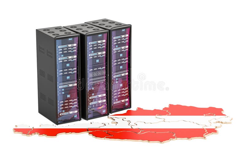 Data Center Server Racks in Austria Concept, 3D Rendering Stock ...