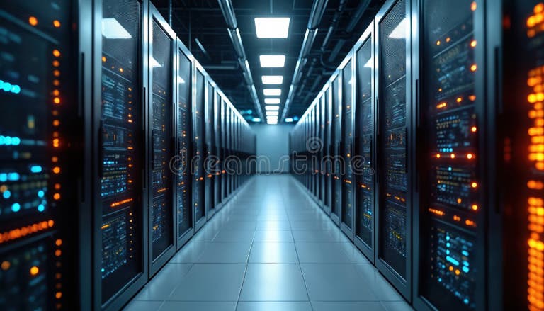 Data Center with Server Racks. Cloud Services, Data Storage, Backup ...