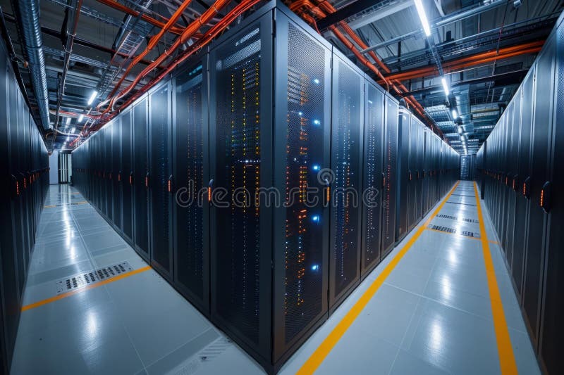 Data Center with Server Racks Stock Photo - Image of datacenter, center ...