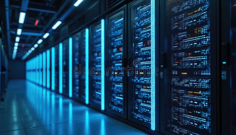 Data Center with Server Racks. Digital Currency Mining Farm with Modern ...