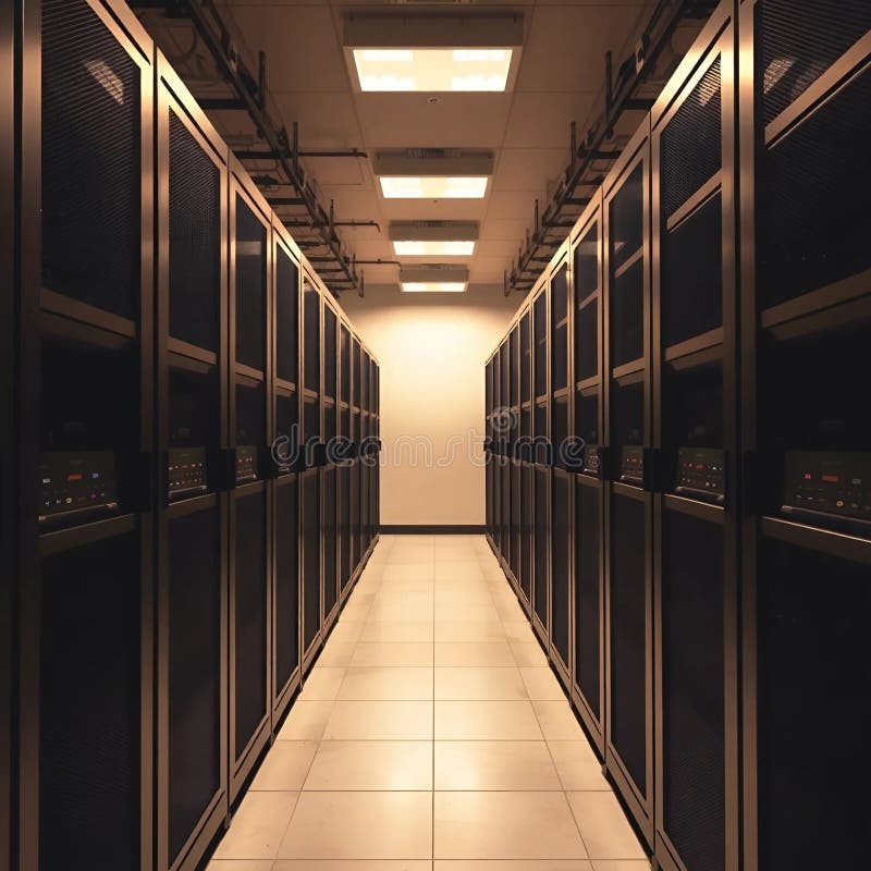 Data Center Server Racks with Glowing LED Light Networking Technology ...