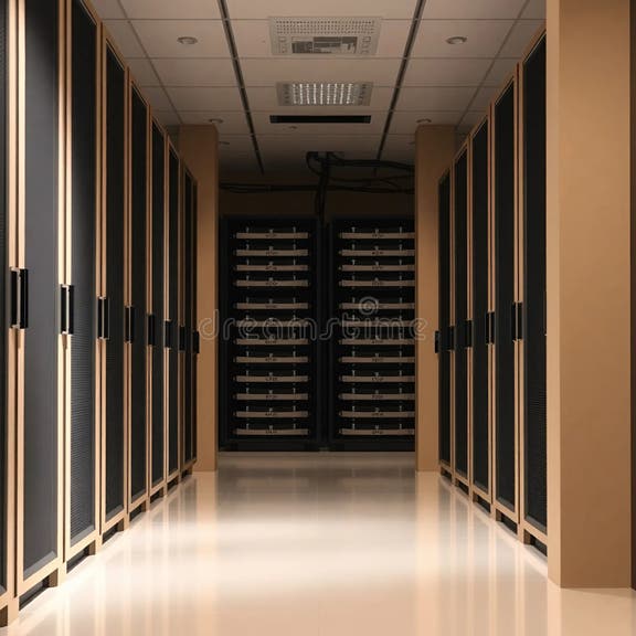 Data Center Server Racks with Glowing LED Light Networking Technology ...