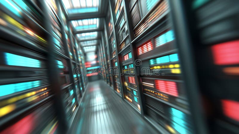 Data Center Server Racks with Motion Blur Stock Illustration ...