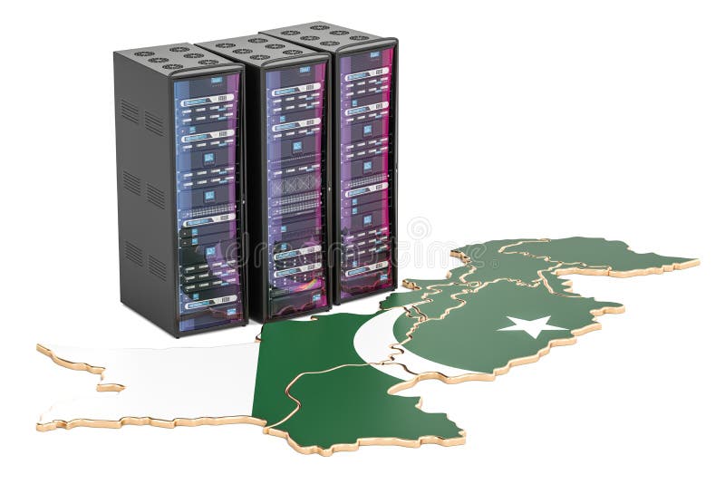 Data Center Server Racks in Pakistan Concept, 3D Rendering Stock ...