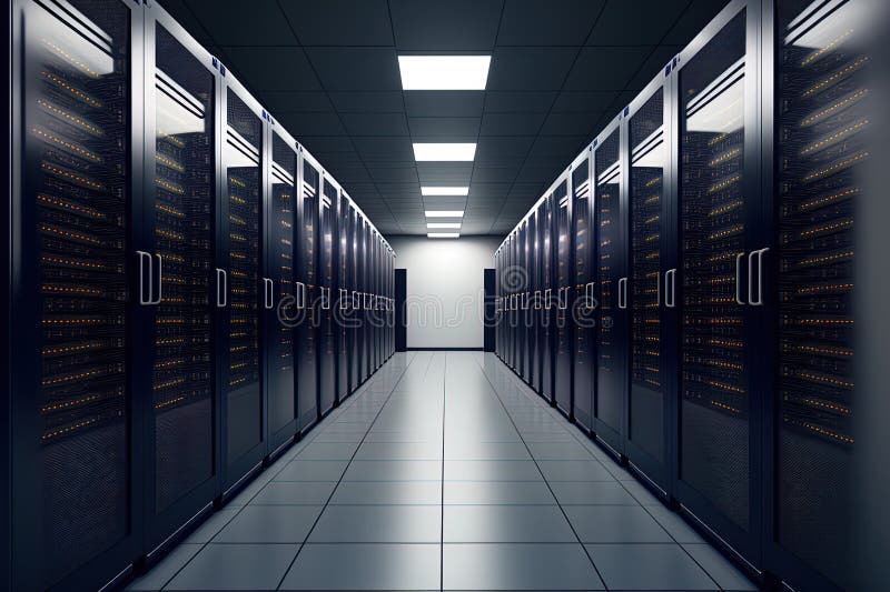 Data Center with Server Racks in the Room Stock Illustration ...