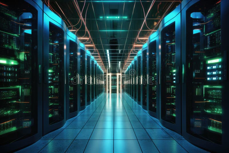Data center server room stock illustration. Illustration of power ...