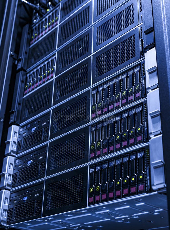 Data Center, Server Room. Blurred Background. Blue Lights. Blue Tone ...