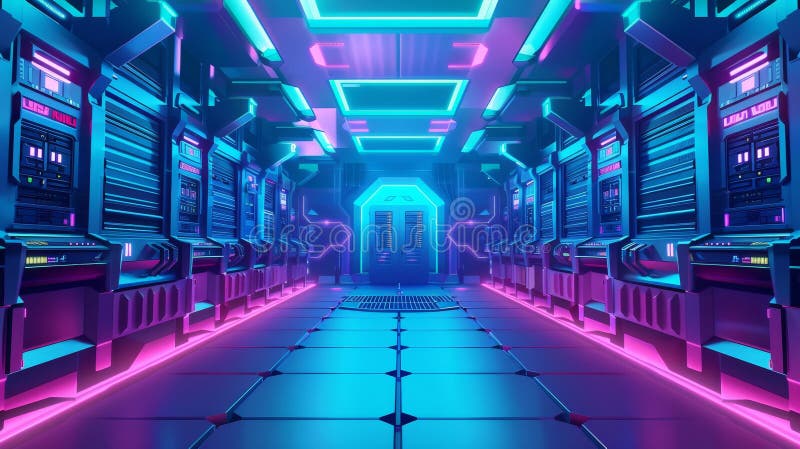 Data Center, Server Room, or Cloud Storage. Technology Network in ...