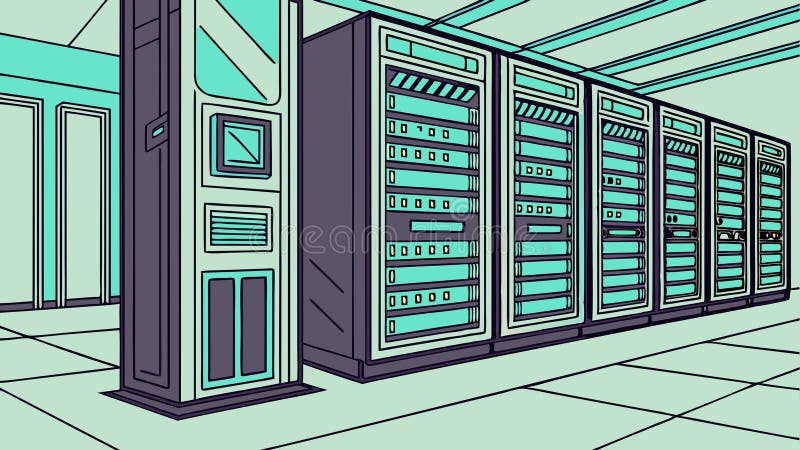 Data Center Server Room, Complex Network Infrastructure, Vector Design ...