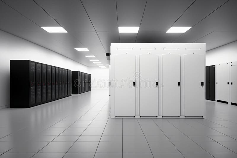 Data Center in a Server Room Created with Generative AI Technology ...