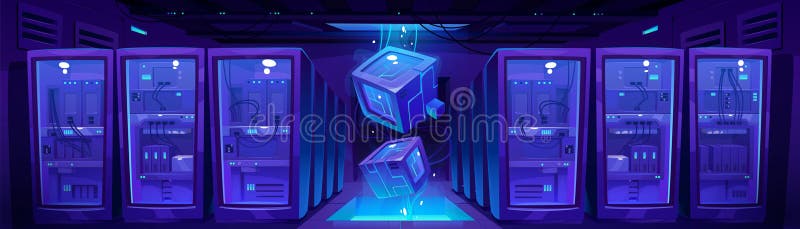 Data Center Server Room Or Database Cloud Storage Stock Vector