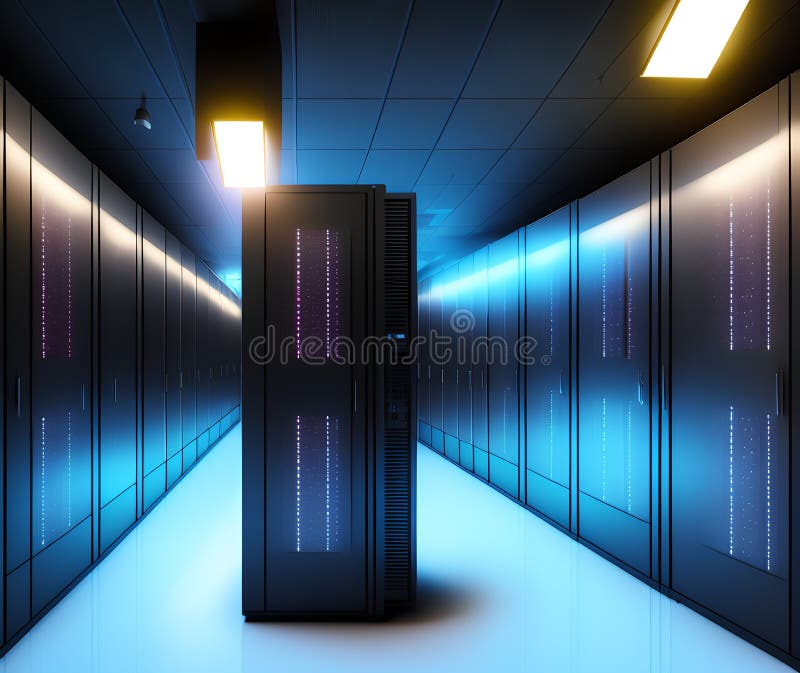 Data Center Server Room, Generative AI Illustration Stock Photo - Image ...