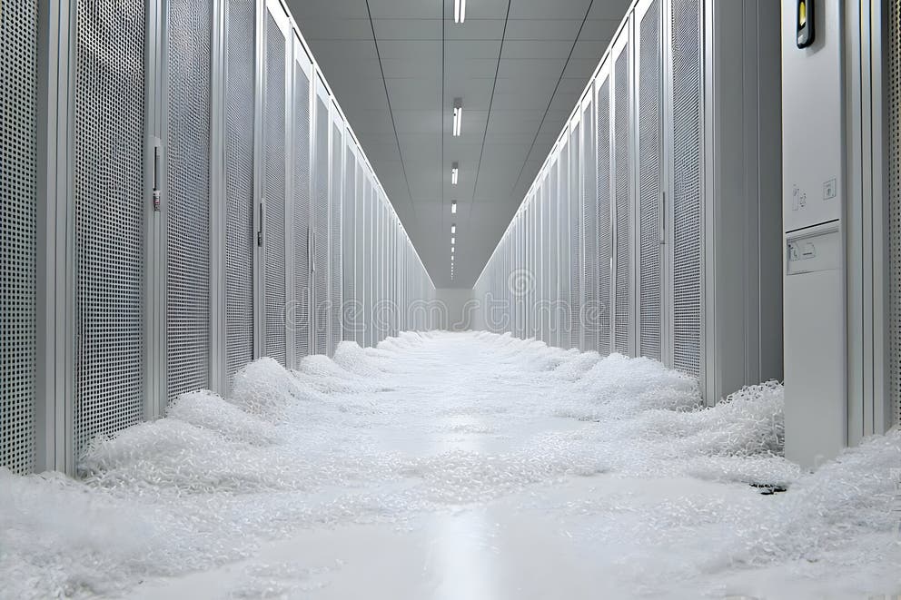 Data Center Server Room Filled with White Packing Peanuts Stock ...
