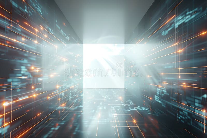 Data Center Server Room. Futuristic Network Technology Background Stock ...