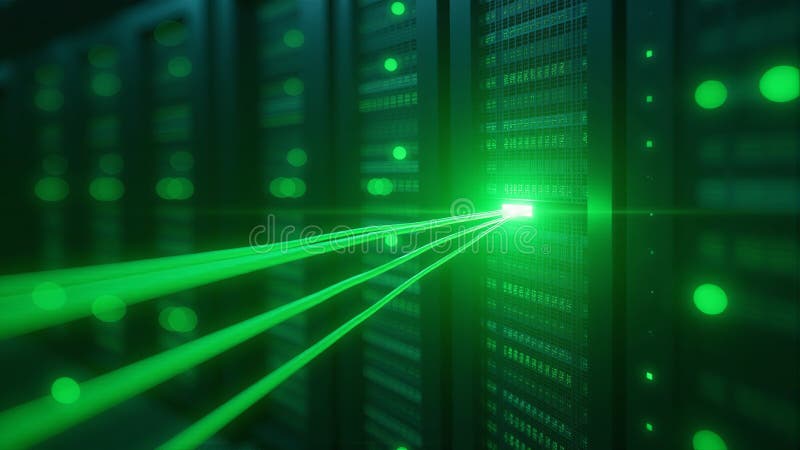 Data Center Server Room with Laser Stock Illustration - Illustration of ...