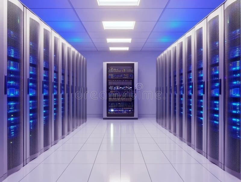 Data Center Server Room Modern Aesthetic Blue Led Lighting Stock Photos ...