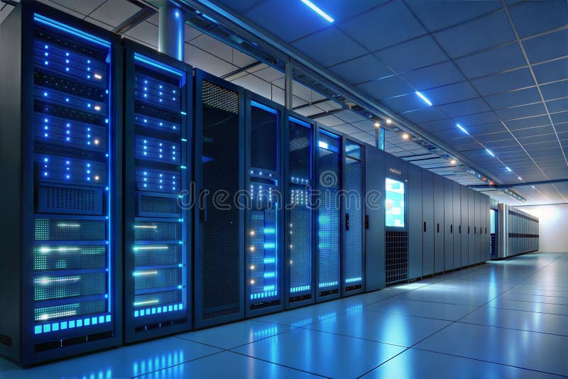 Data Center Server Room stock illustration. Illustration of innovation ...