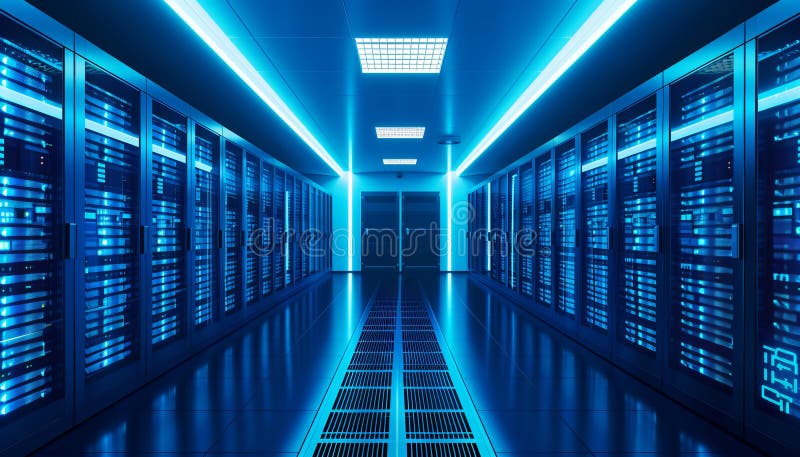 Data Center and Server Room. Technology Background Stock Illustration ...