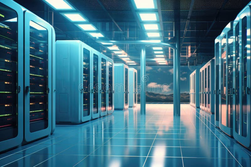 Data Center and Server Room. Technology Background Stock Illustration ...