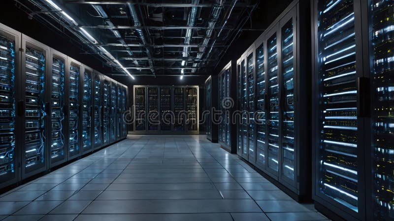 Data Center Server Room stock illustration. Illustration of rack ...