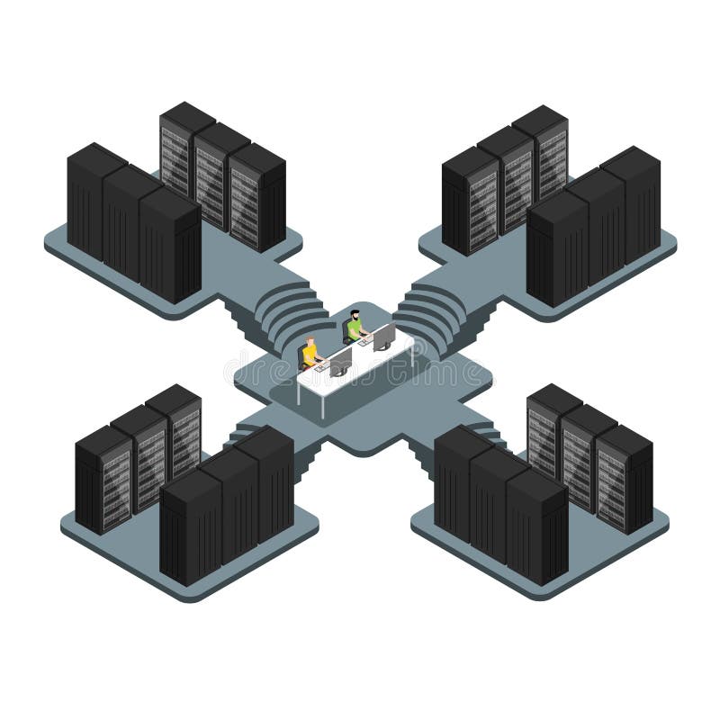 Data Center, Server Rooms, Data Processing Stock Vector - Illustration ...