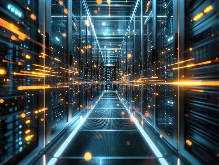 Data Center Server Row stock photo. Image of equipment - 378980632