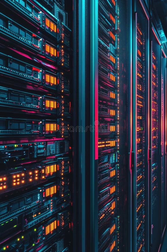 Data Center Server Row stock photo. Image of computing - 375321448