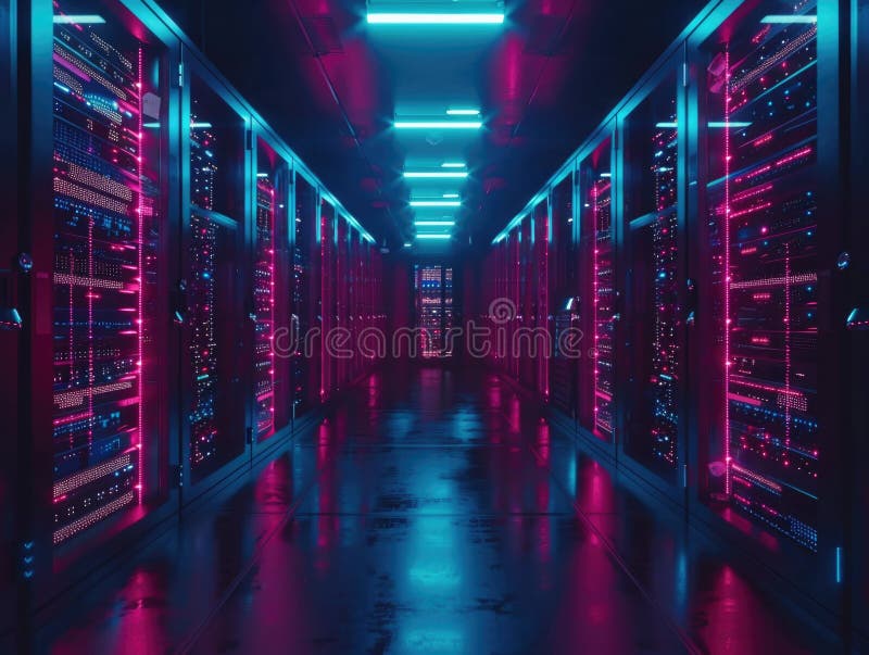 Data Center Server Row stock image. Image of management - 376162563