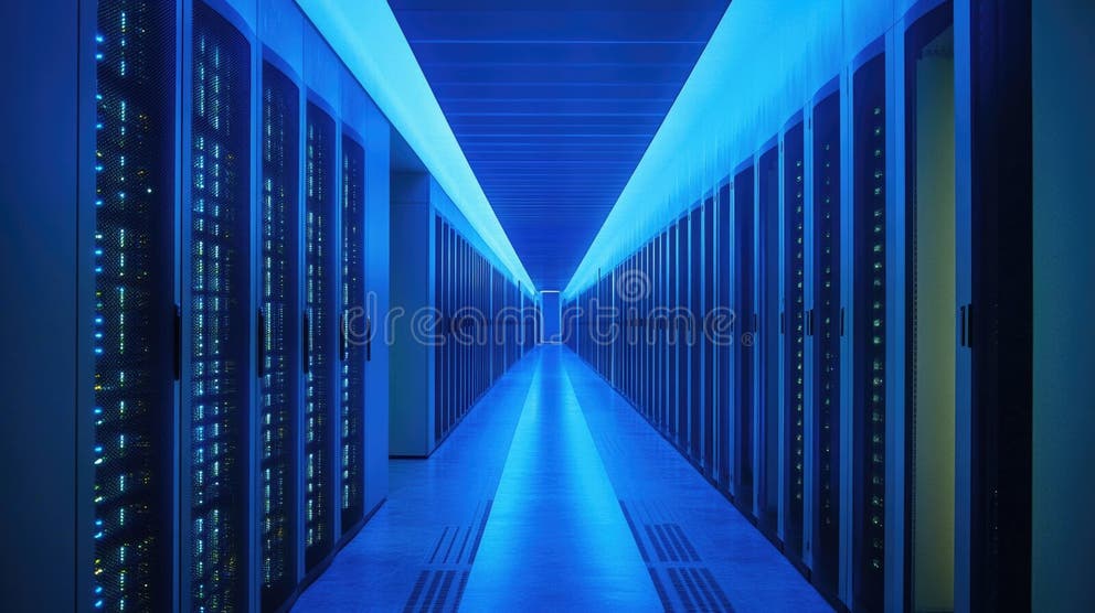 Data Center Server Rows stock image. Image of tech, infrastructure ...