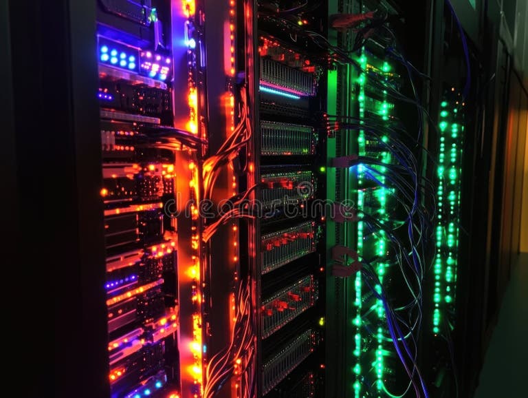 Data Center Server Rows stock image. Image of rooms - 381776273