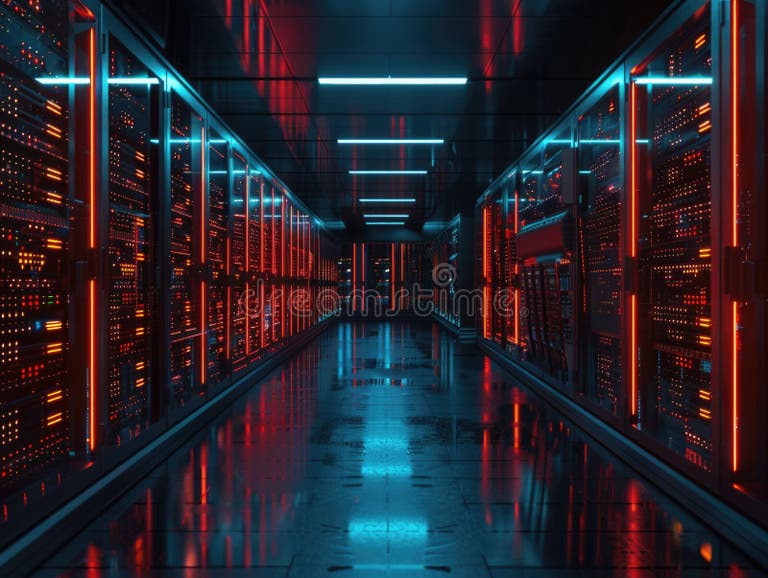 Data Center Server Rows stock image. Image of storage - 374874991