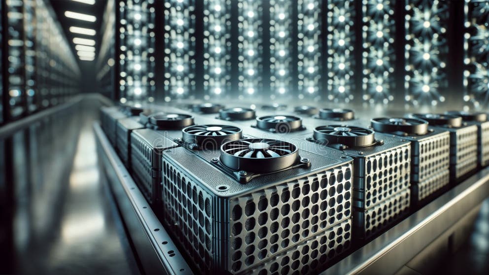 Server Rows Power Data Center Hub, Generative Ai Stock Illustration - Illustration of ...