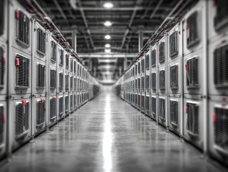 Data Center Servers and Cloud Computing Equipment Aligned Rows Inside ...