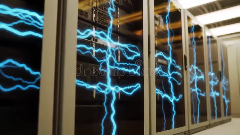 Data Center Servers Display High Speed Data Processing and Cloud ...