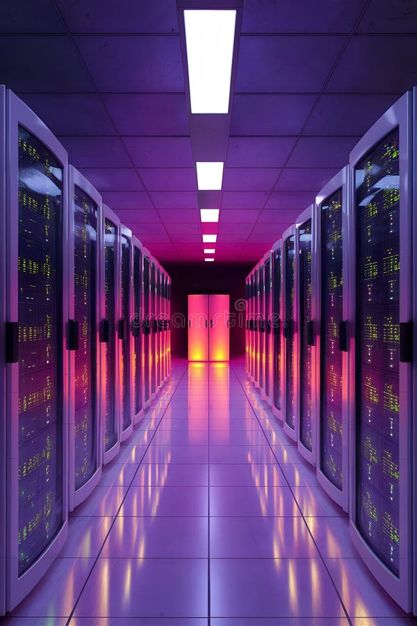 Data Center Servers Illuminated in Infrared Stock Illustration ...