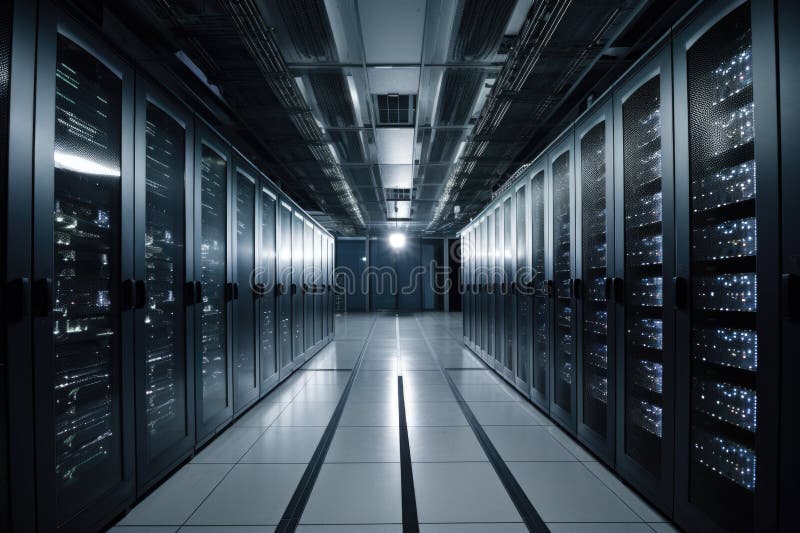 Data Center with Servers and Other Hardware, Ready for Operation Stock ...