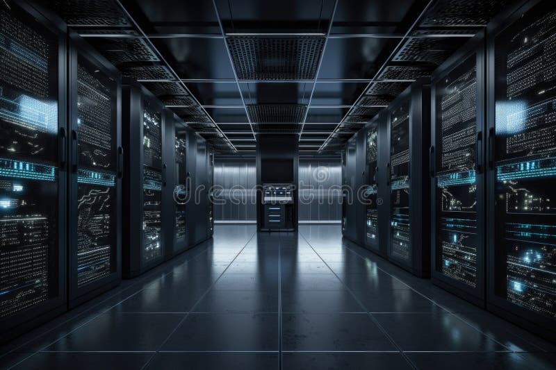 Data Center with Servers and Other Hardware, Ready for Operation Stock ...