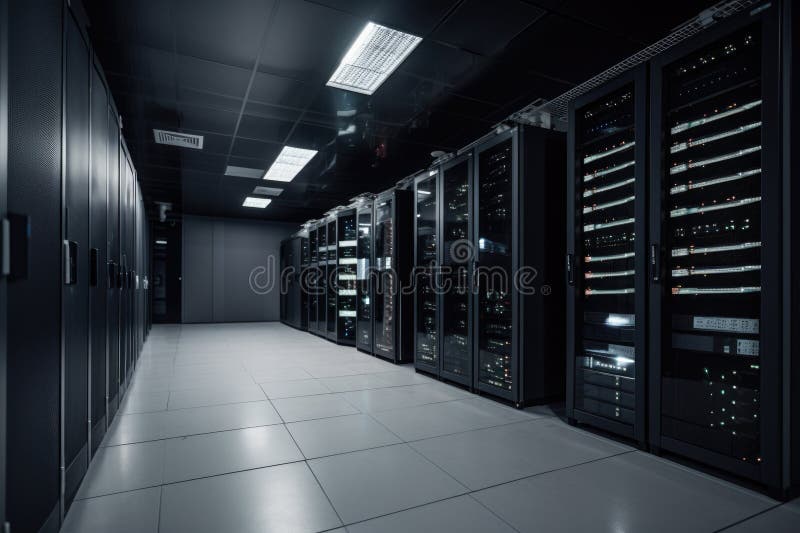 Data Center with Servers and Other Hardware, Ready for Operation Stock ...