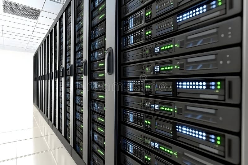 Data Center Servers, Rows, Technology, Infrastructure, Network, Storage, Computing, White Room ...