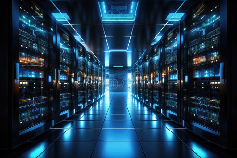 Data Center with Servers and Supercomputers Stock Image - Image of ...