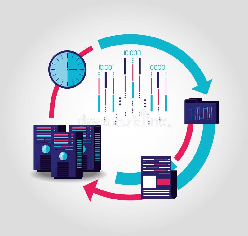 Data Center Service with Set Icons Stock Vector - Illustration of ...